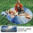 Blue Marble Gold Accents 58" Round Waterproof Picnic Blanket - Foldable ...