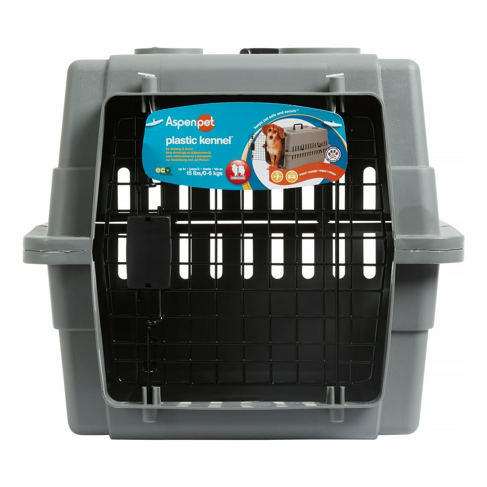 Petmate Carriers Aspenpet Traditional Plastic Kennel, Gray, 24 inch ...