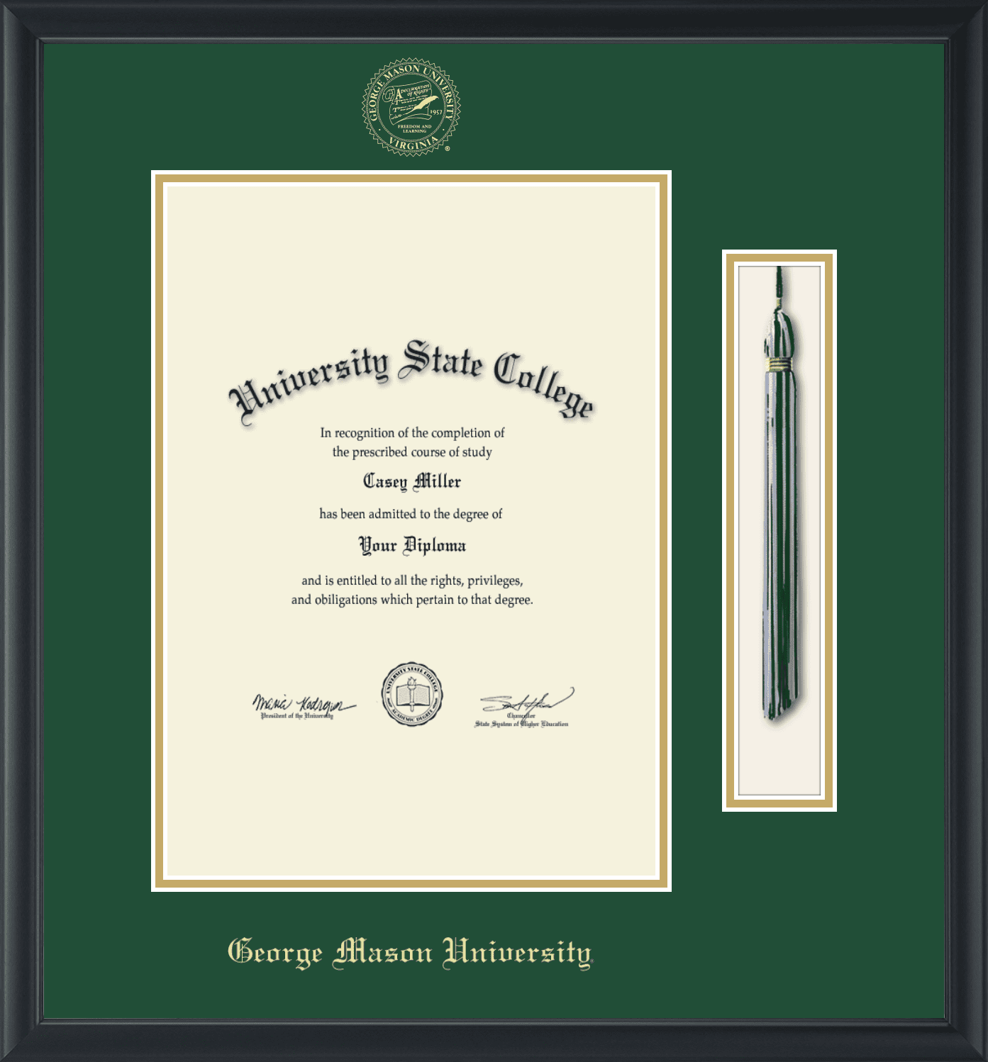 George Mason University Tassel Diploma Frame, Document Size 10" x 14 ...