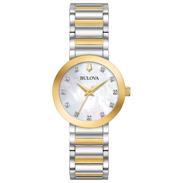 Bulova - Bulova Women's Modern Diamond Accent Two Tone Stainless Steel ...
