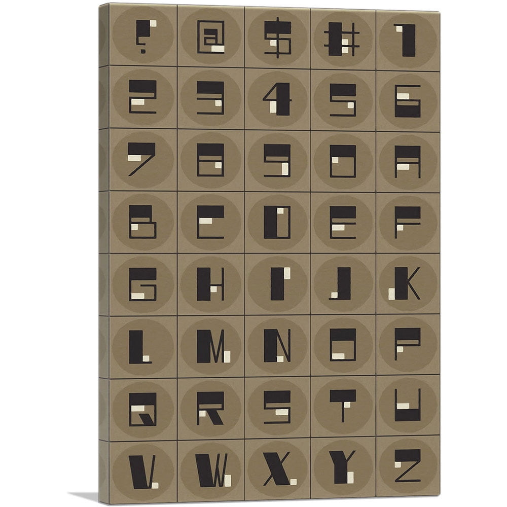 ARTCANVAS Beige Black Mid Century Modern Full Alphabet Vertical ...