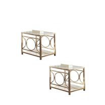 Set of 2 Glass Top End Table in Gold Chrome - Walmart.com