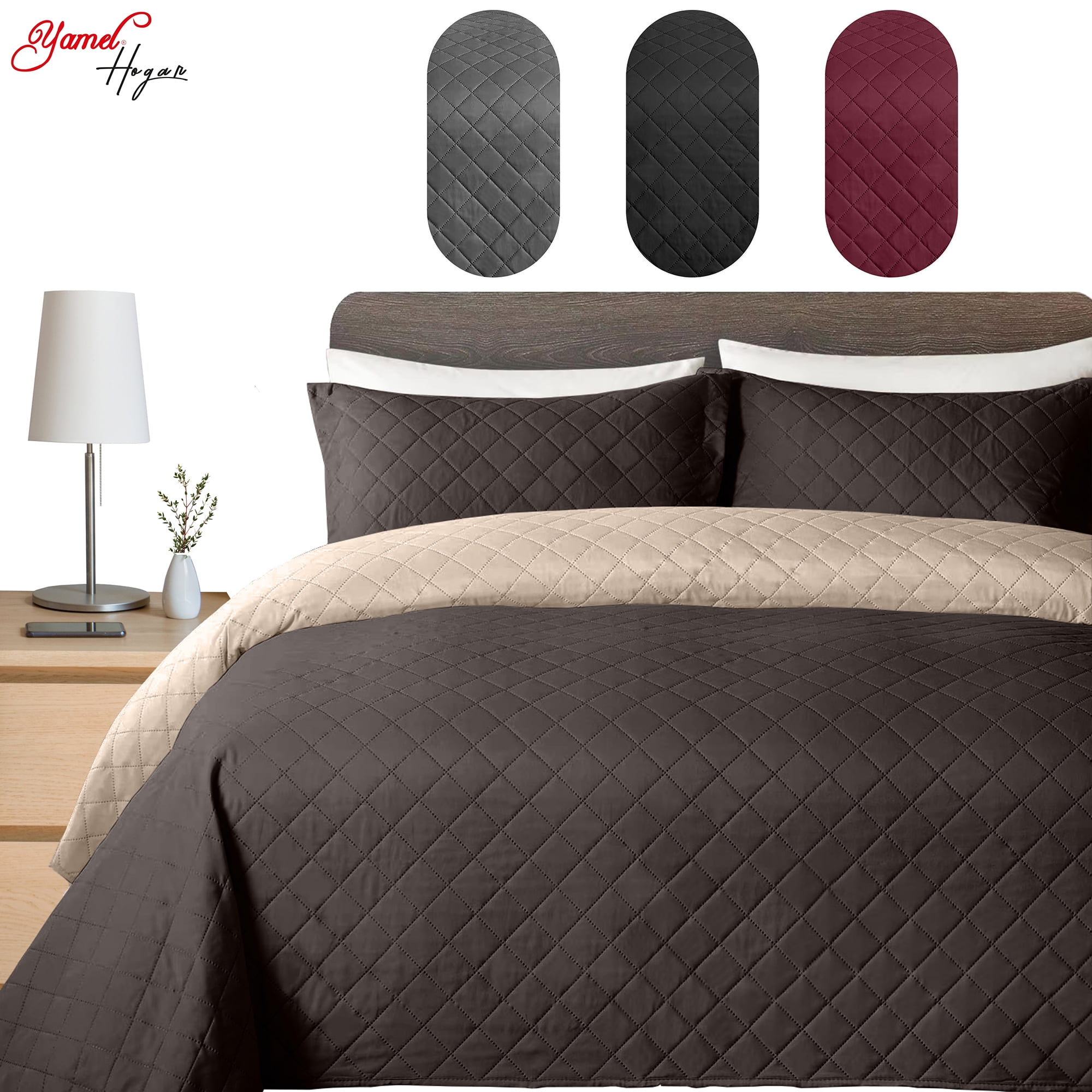 Colcha King Size Rombos Café Beige Yamel | Bodega Aurrera en línea