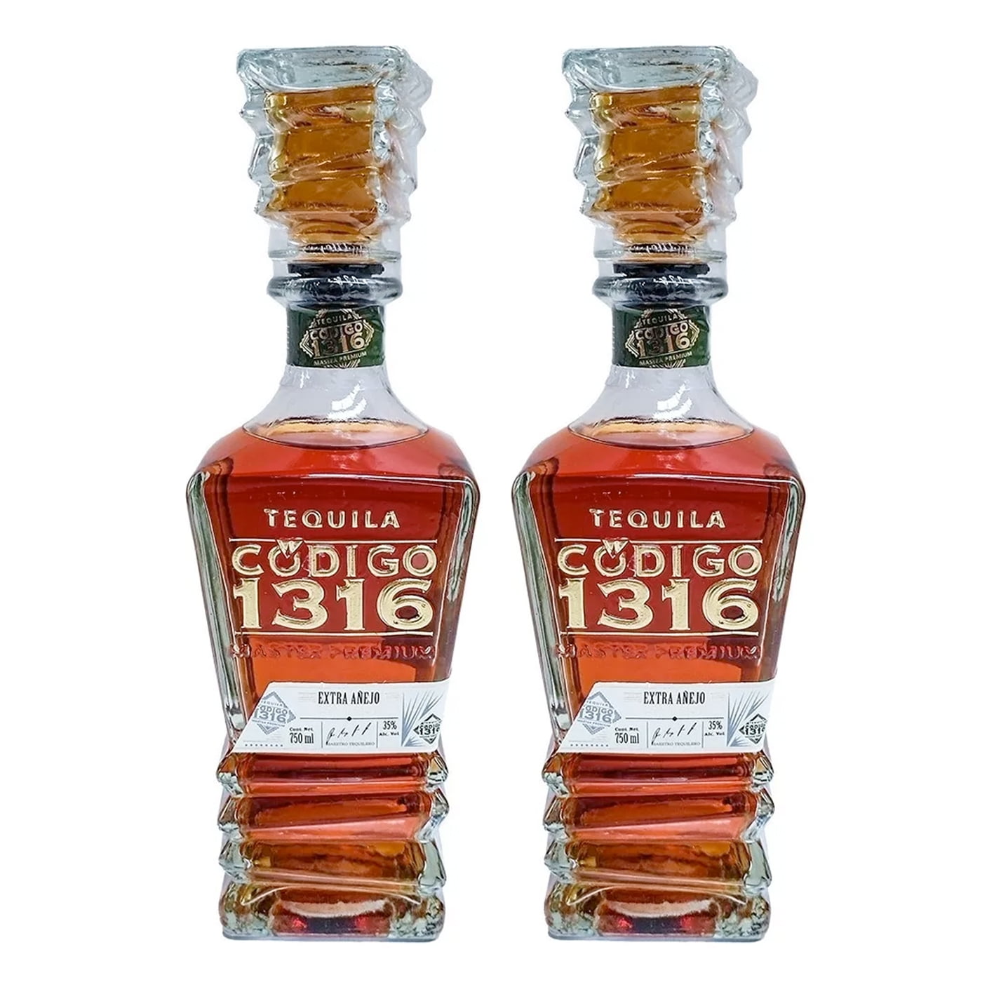 Dos Botellas Tequila Código 1316 Extra Añejo 750 ml Código 1316 Extra ...