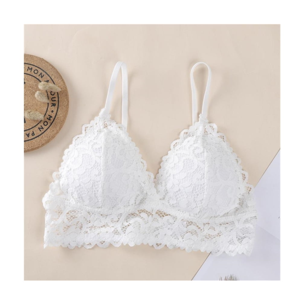 Zhongxinda French Style Bralette Seamless Deep V Lace Bras For Women Wireless Brassiere Thin