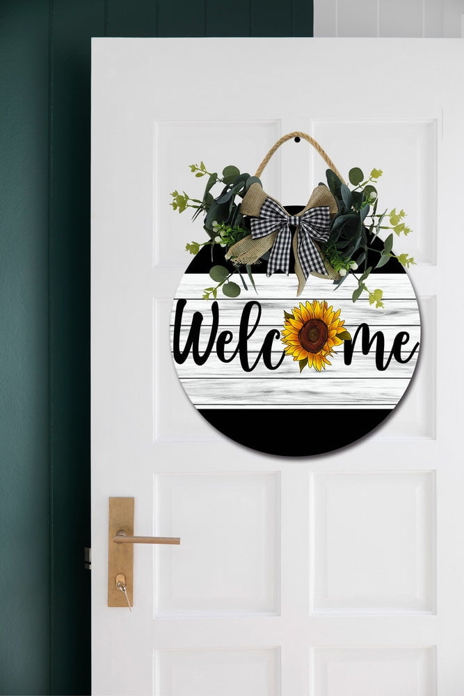 Eveokoki Front Door Porch Decorations Sunflower Welcome Door Hanging ...
