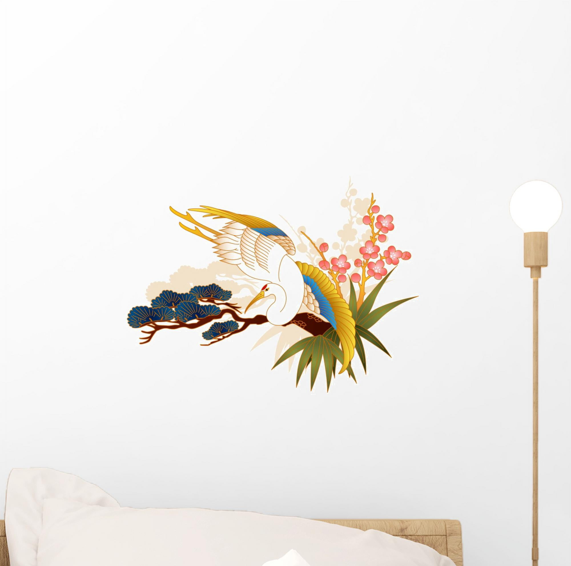 Chiku and Crane Wall Decal Sticker by Wallmonkeys Vinyl Peel & Stick ...
