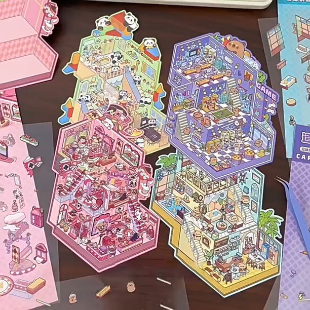 3D Sticker Book Aazon.co: 2 Sets Big DIY 3D Sticker Scene Isoetric ...