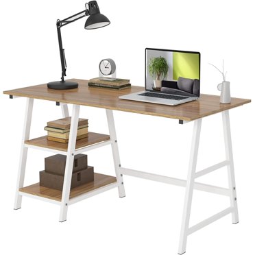 VECELO Desk with Keyboard Corner Computer Writing Shelves, Compact Home ...