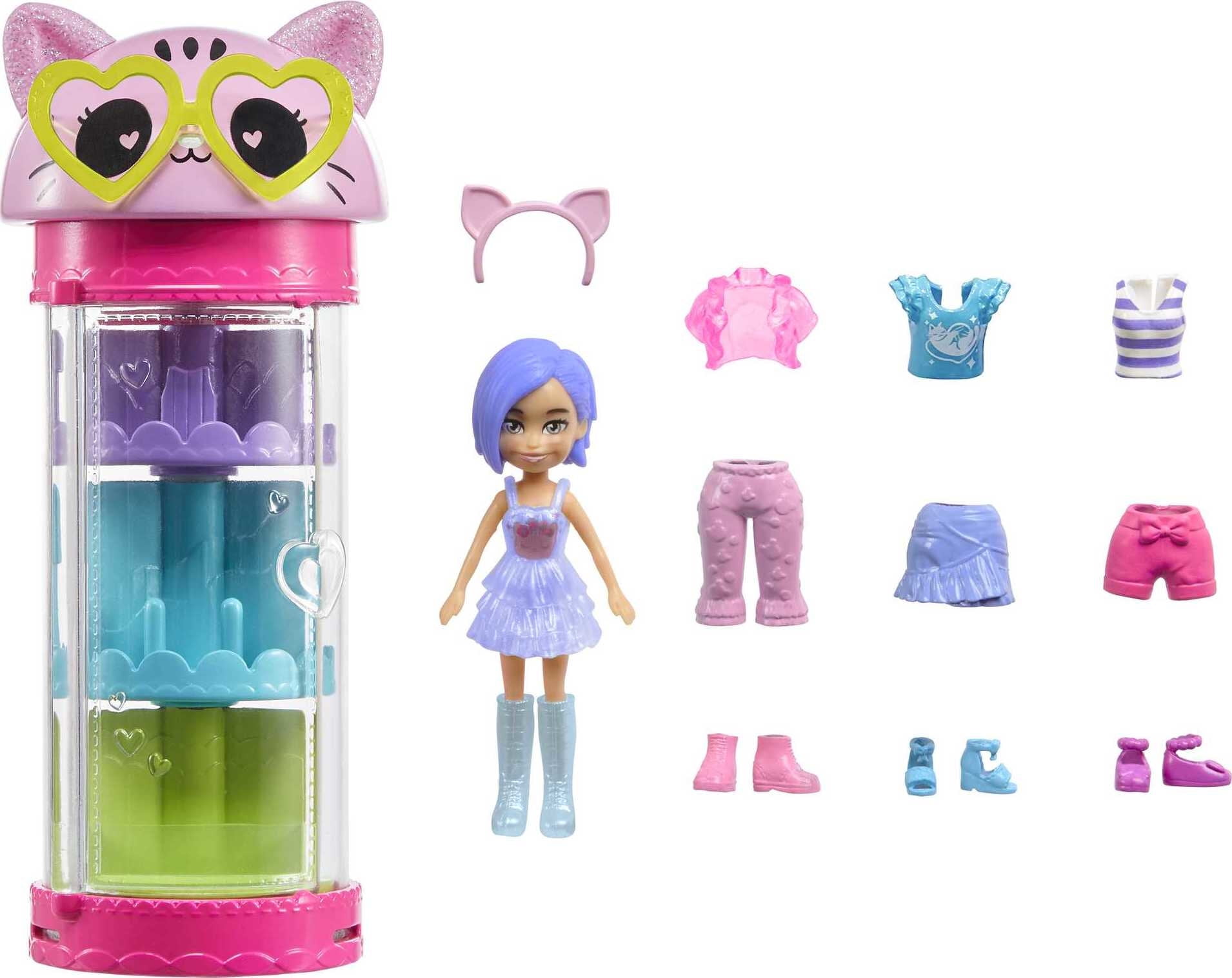 Polly Pocket Style Spinner with 3-inch Shani Doll & 10 Fashion ...