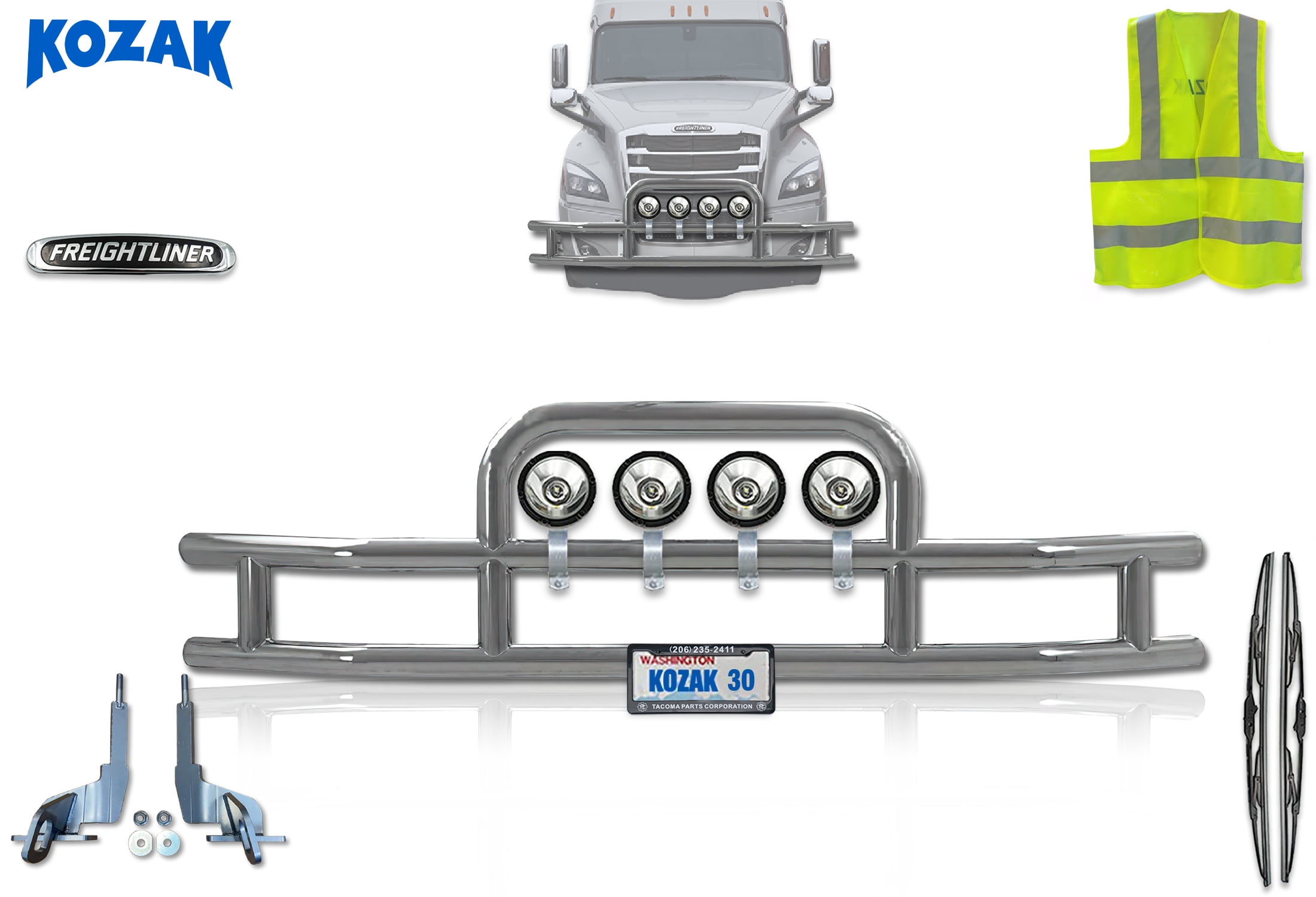 KOZAK Freightliner Cascadia 2018+ Front Grill Deer Moose Bumper Guard ...