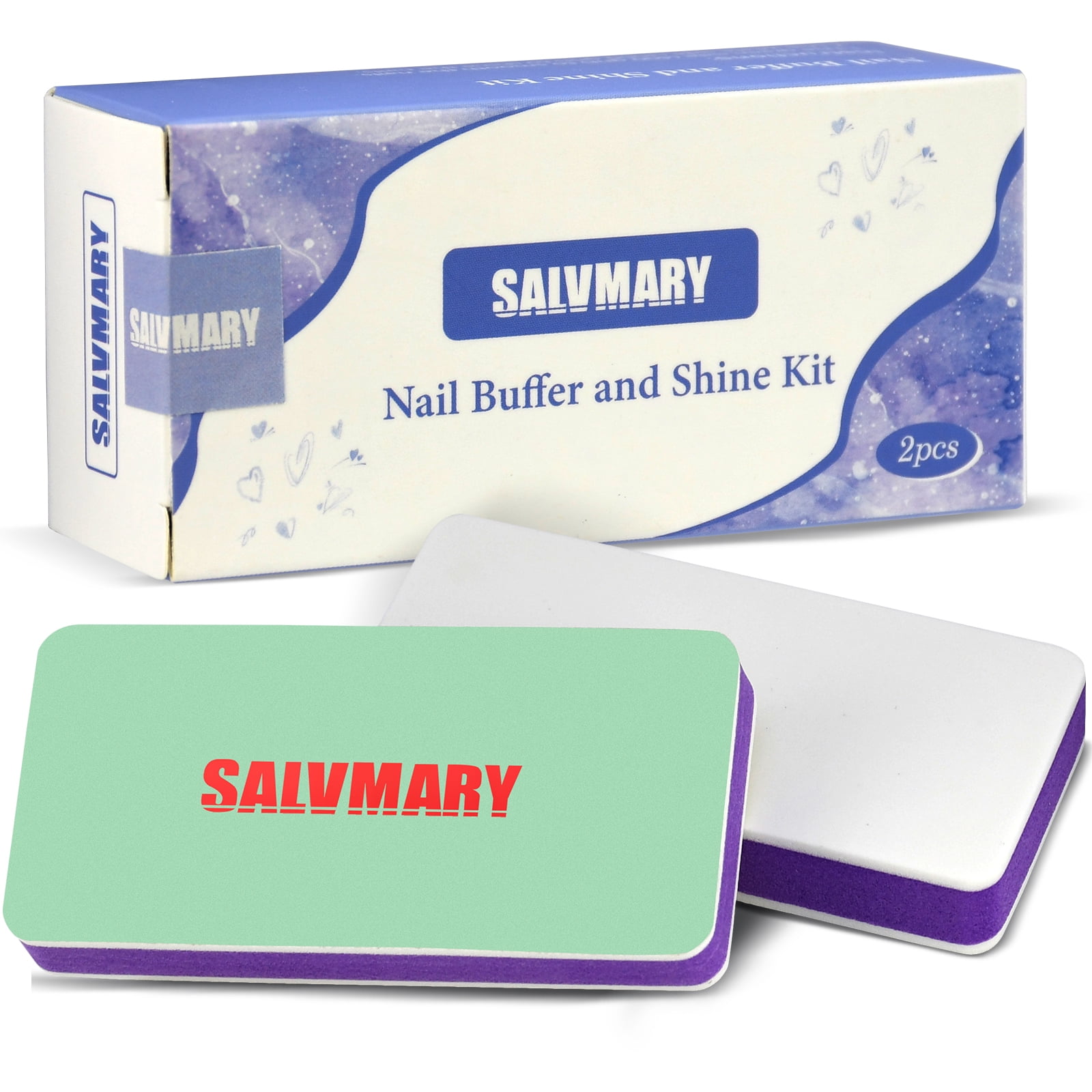 Salvmary Nail Shining Buffer Block 2 Pieces - Nail Shine File Polisher ...