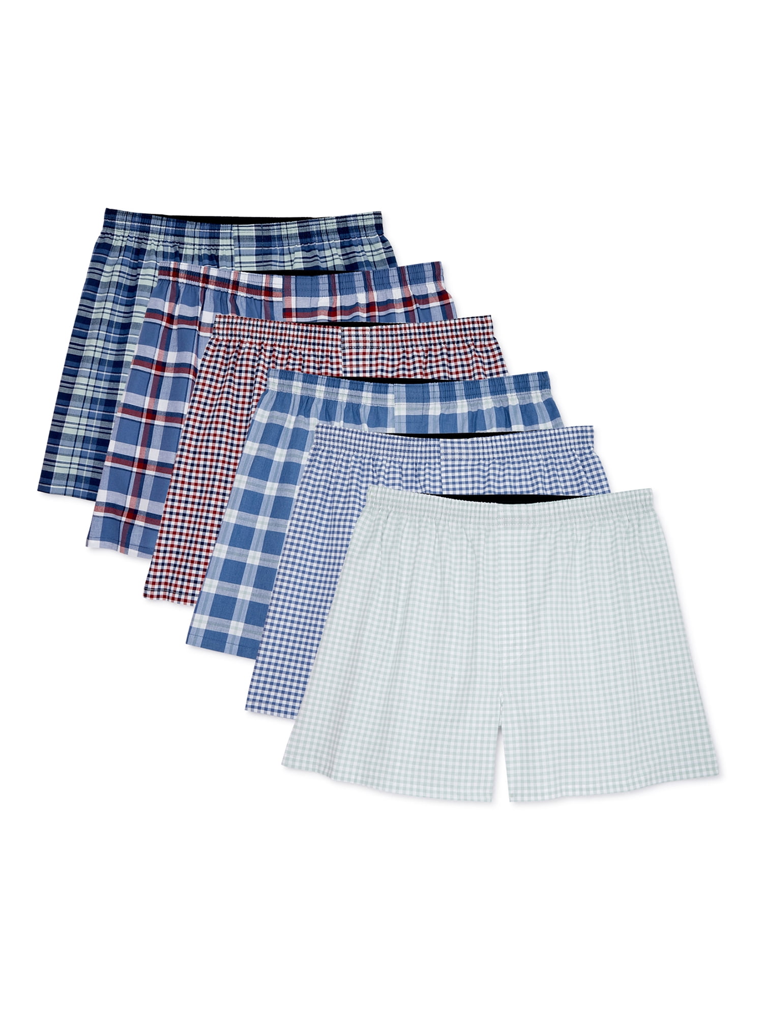 George 6-Pack Men's Tag-Free Tartan Plaid Woven Boxers - Walmart.com