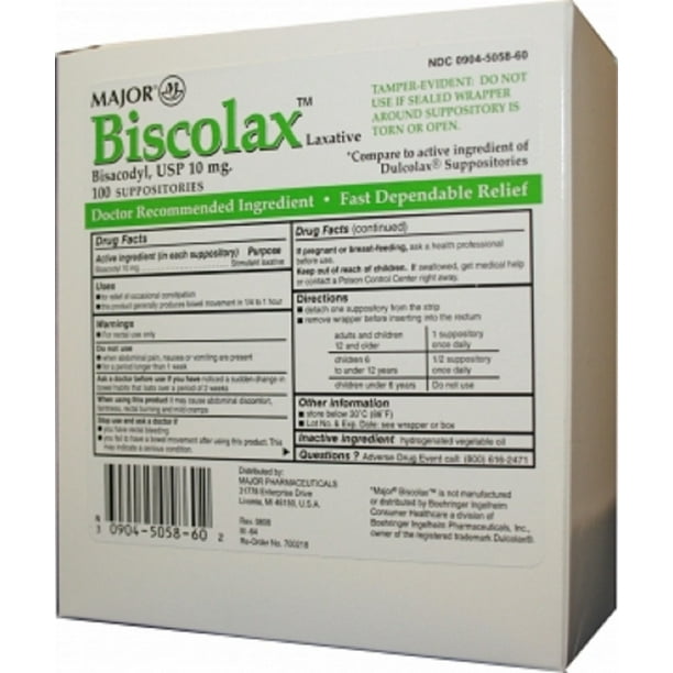 Biscolax - Laxative - Suppository - 100 per Box - 10 mg Strength ... Biscolax - Laxative - Suppository - 100 per Box - 10 mg Strength ...