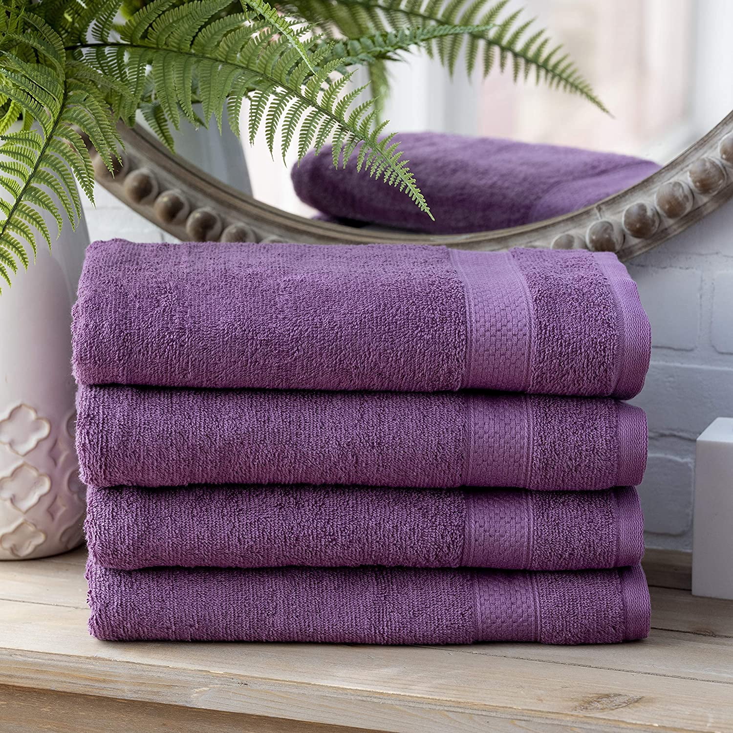 Bathroom Towel Sets Welhome Basic 100% Cotton Towel Soft 434 GSM - Set ...