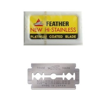 100 Ct FEATHER HI-STAINLESS DOUBLE EDGE DE RAZOR BLADES NEW HAIR REMOVE ...