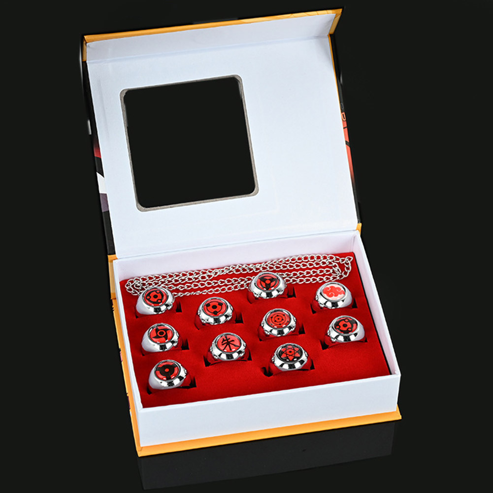 Buy Set Of 10 Pieces Naruto Ring Sharingan Collection Naruto Cosplay ...