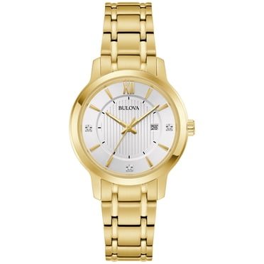 Bulova Women's Classic Champagne Dial Yellow Gold Steel Bracelet Watch ...