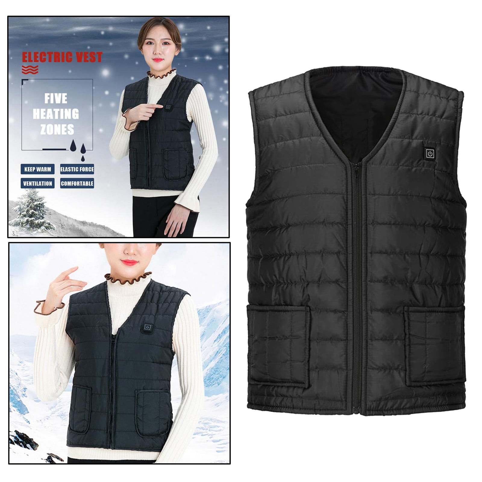 Mujeres Hombres Chaleco térmico eléctrico Chaqueta de tela USB ...