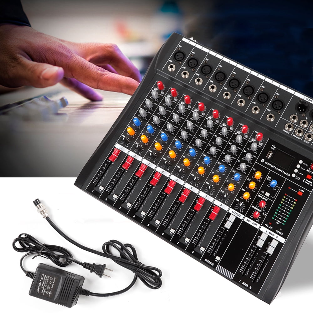 Mixing Console Mixer, 8 Channel Bluetooth Live Studio Audio Mixer ...
