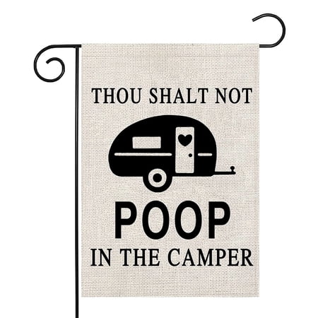 PWHAOO Camping Flag Garden Flag Campsite Flag Thou Shall Not Poop in ...