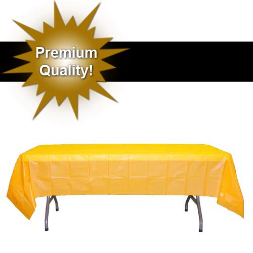 *Premium* Yellow Plastic Table Cover - 54 in. x 108 in. Disposable ...