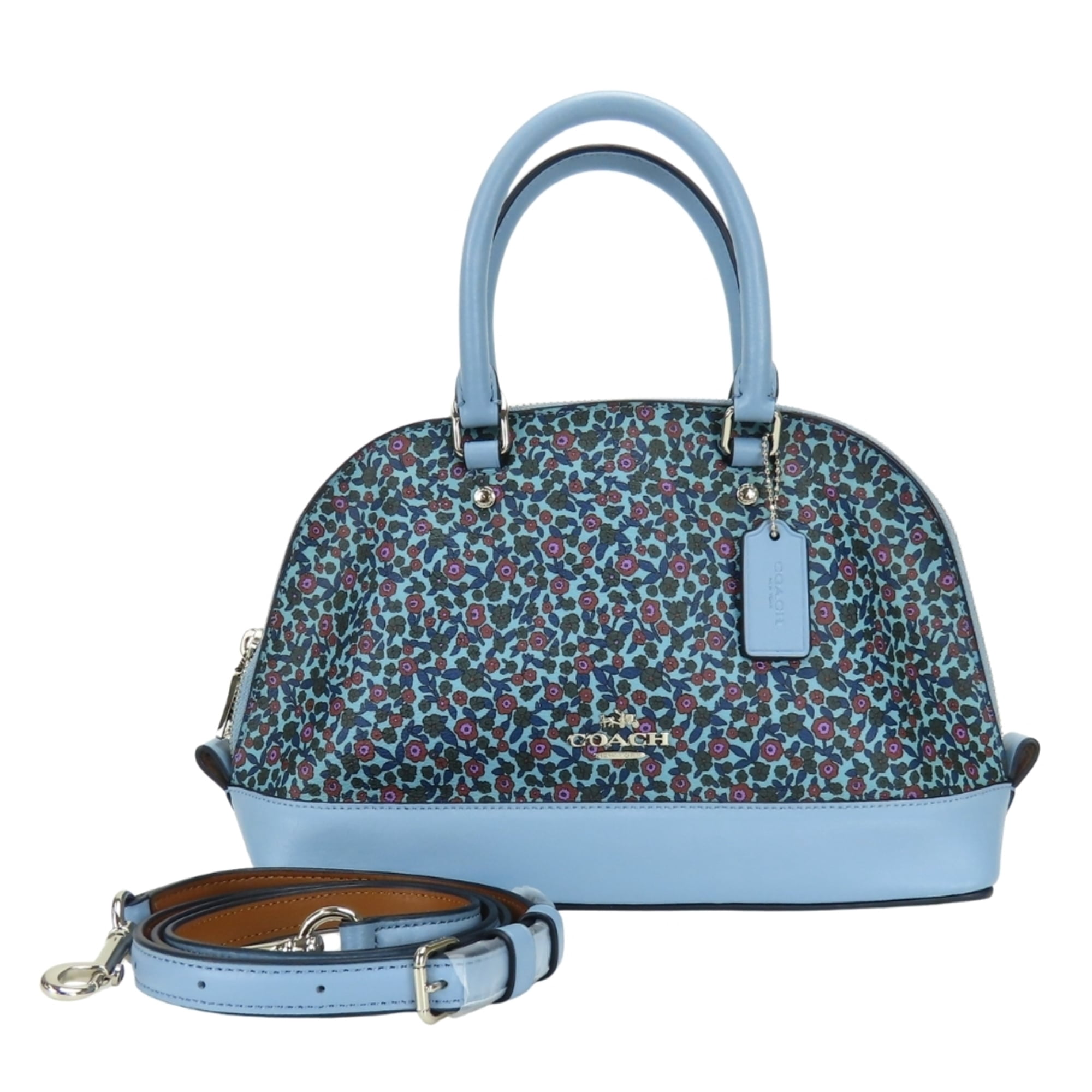 Pre-Owned Coach handbag F59443 Leather Blue Shoulder Bag Flower Women's ...