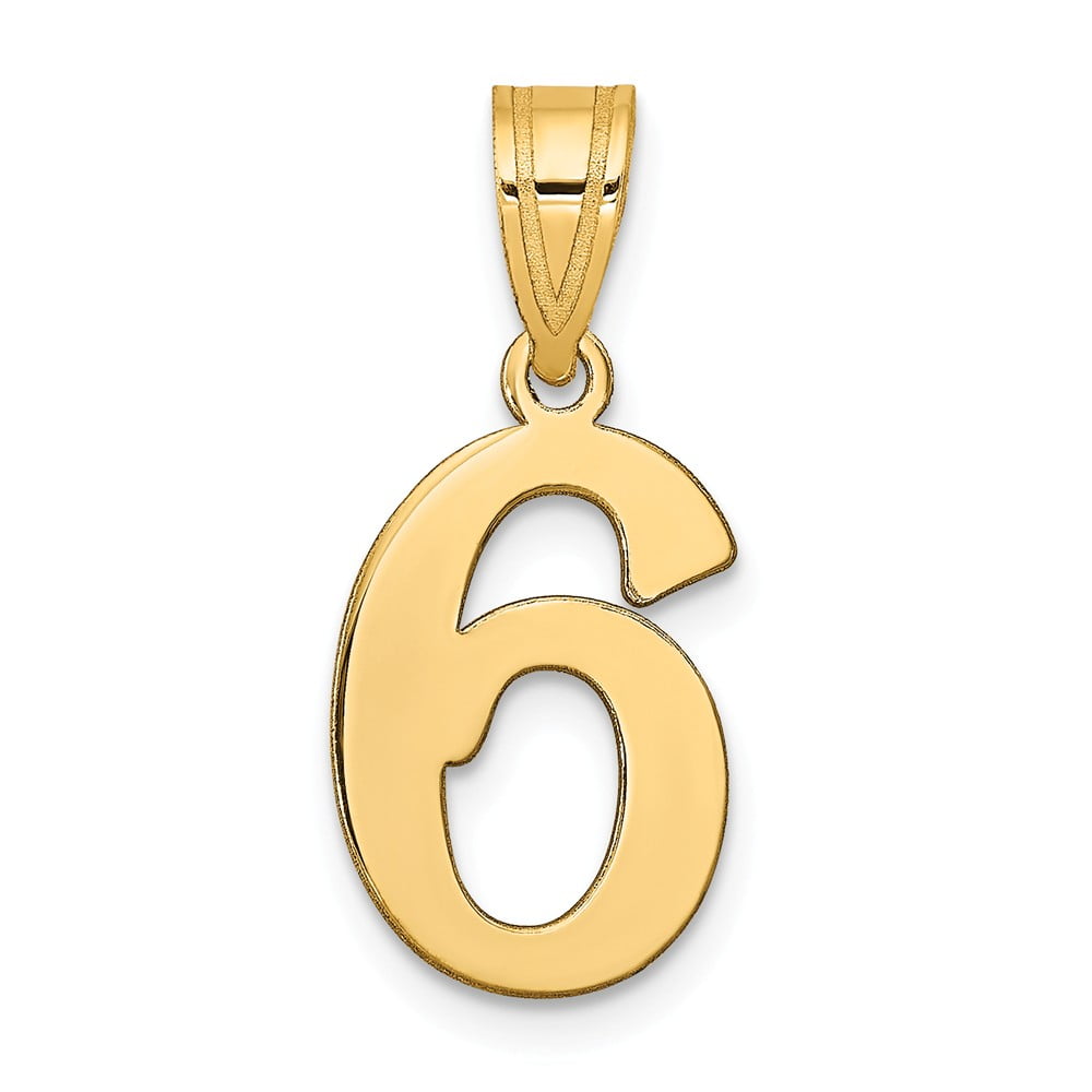 Solid 14k Yellow Gold Number 6 Pendant Charm - Walmart.com