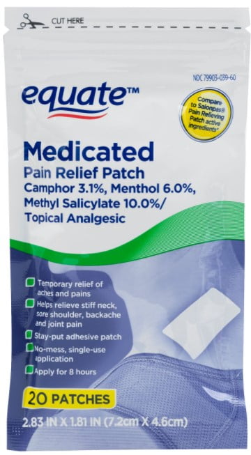 Buy Equate Medicated Pain Relief Patch: Camphor, Menthol, Salicylate ...