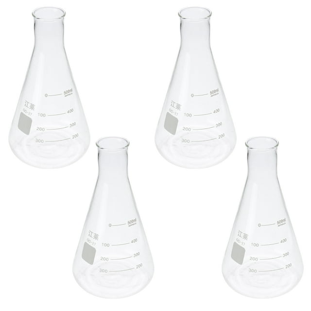 4pcs Erlenmeyer Borosilicate Glass Flask Wide Neck Conical Triangular ... 4pcs Erlenmeyer Borosilicate Glass Flask Wide Neck Conical Triangular ...