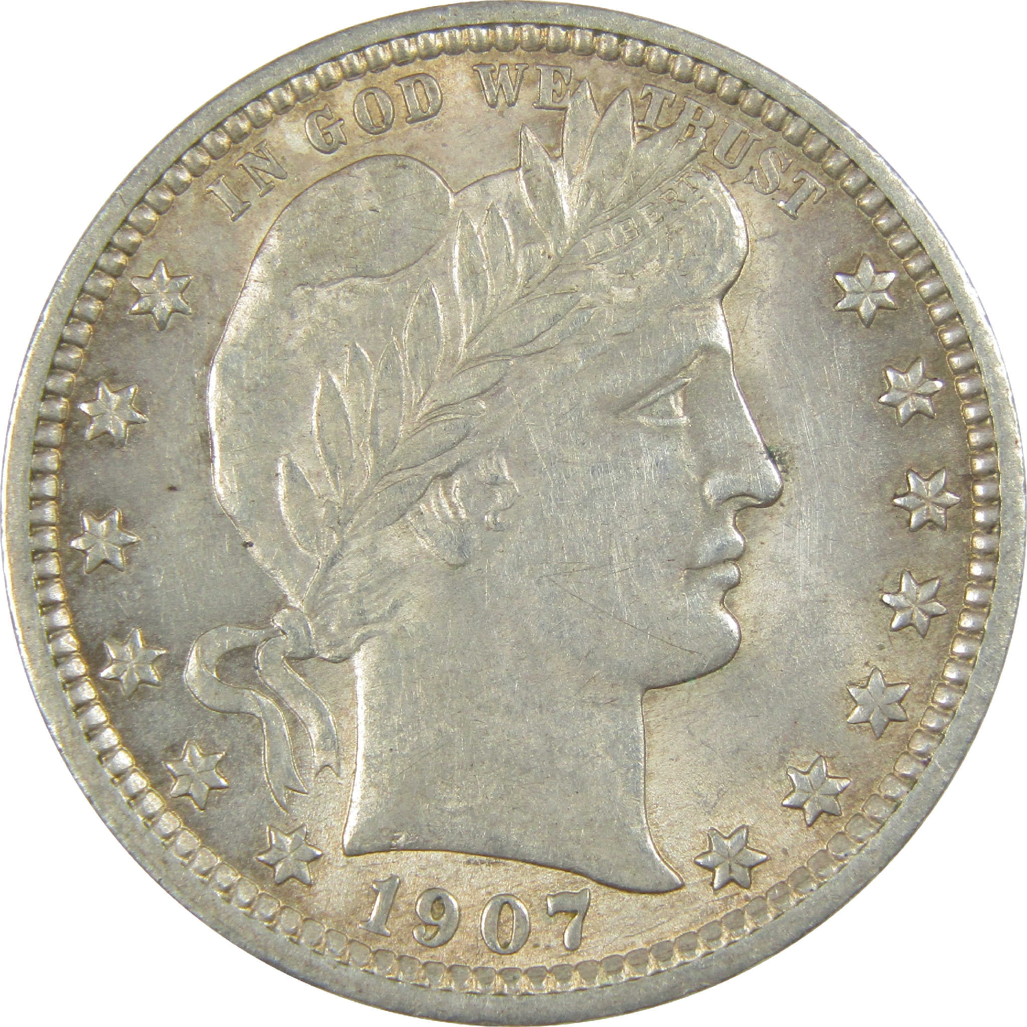 1907 Barber Quarter CH AU Choice About Uncirculated Silver 25c Coin ...