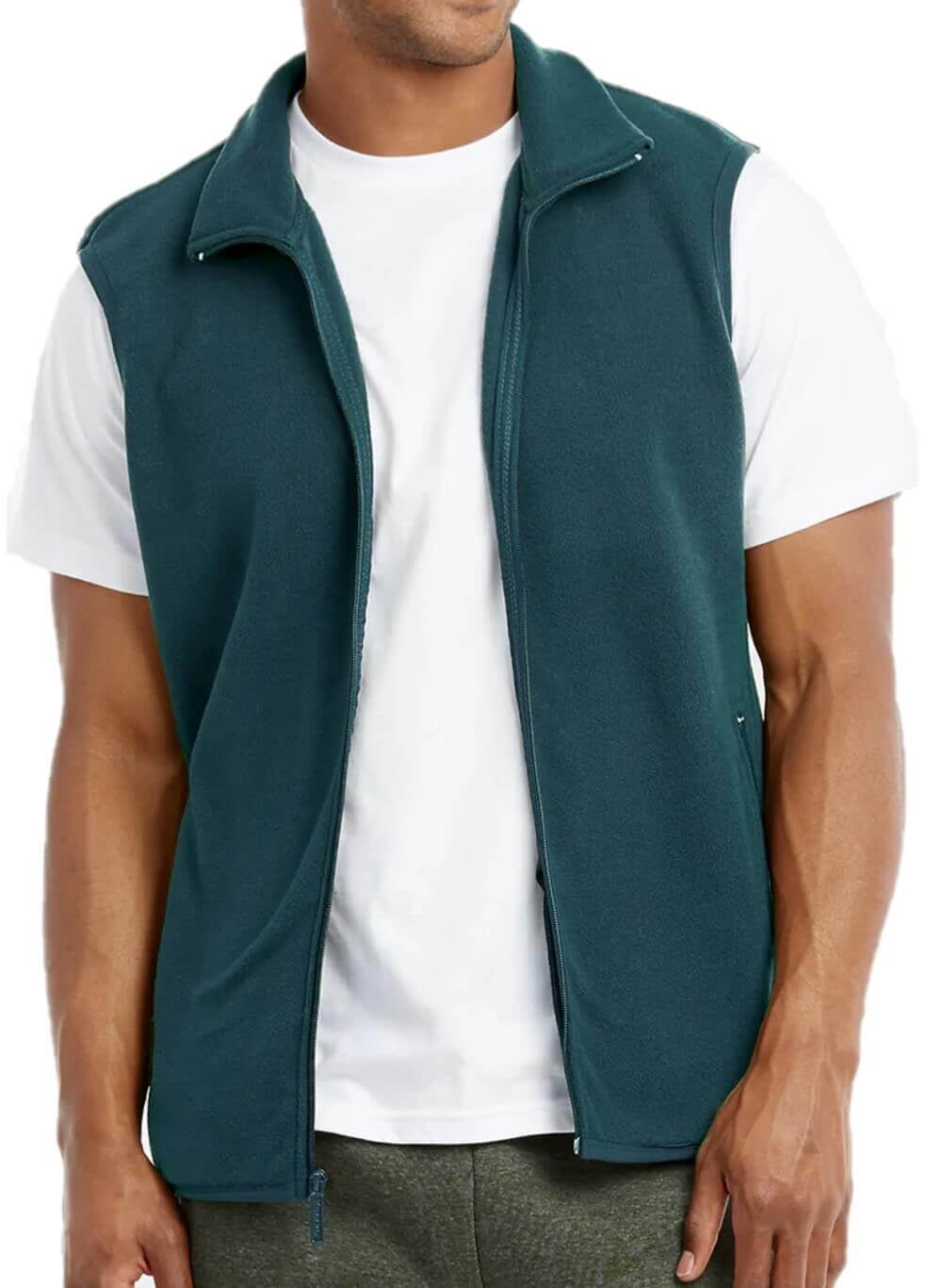 Men's Full-Zip Polar Fleece Vest, Dark Green S, 1 Count, 1 Pack ...