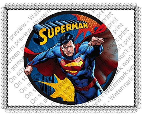 8" Round Superman Up and Away Edible Image Cake Topper - Walmart.com