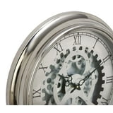 Decmode Traditional 19 Inch Round Iron Wall Clock With Exposed Gears ...