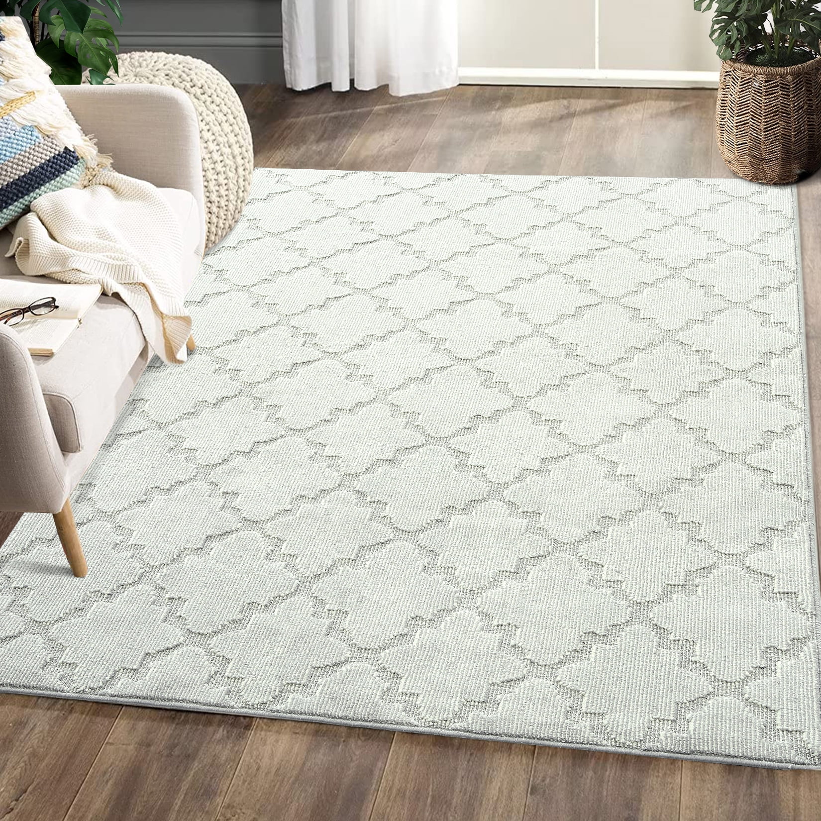 ZACOO Modern Moroccan Diamond Lattice Rug 10x13 feet, Boho Trellis ...