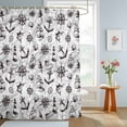 Bathroom Shower Curtain Retro Nautical Anchor Lighthouse Waterproof ...