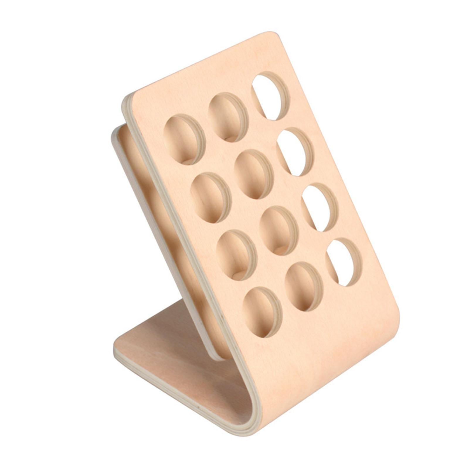 Essential Oil Storage Rack Beech Wood Portable Desktop Upright 12 Holes ...
