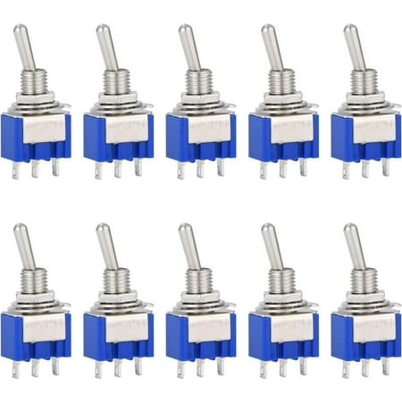 10 Pieces AC 125V 6A on-on 3 Pin Mini 2 Position Toggle Switch, for ...