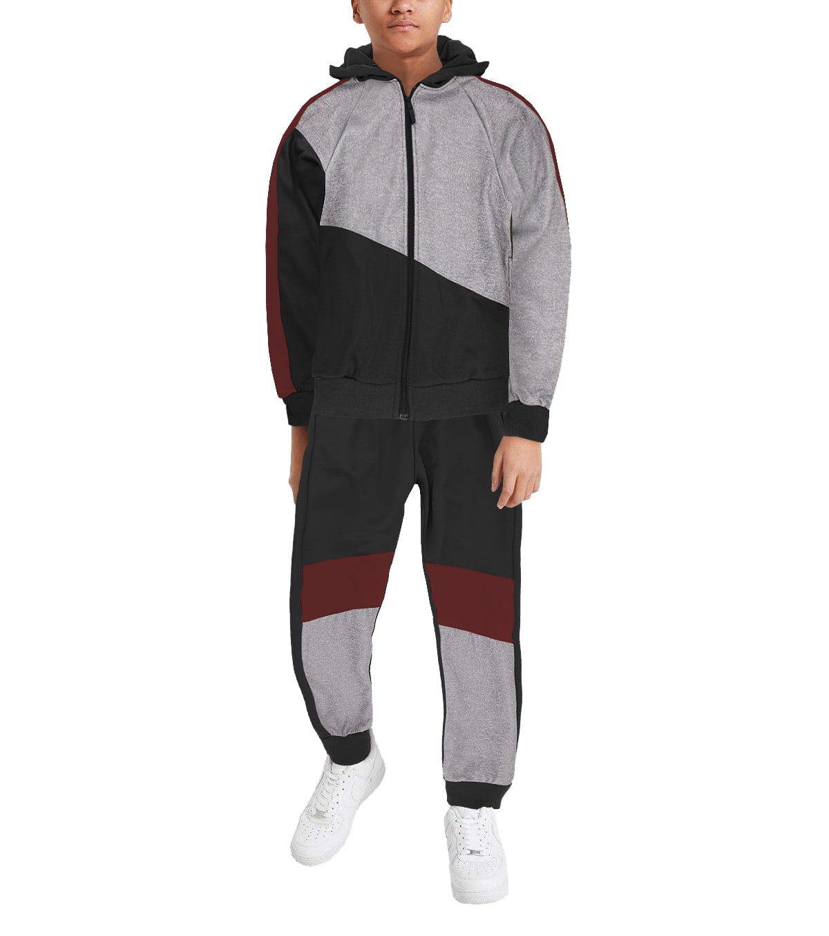 Boy's Hooded Active Running Casual Jogging Kids Toddler Tracksuit 2 Pcs ...