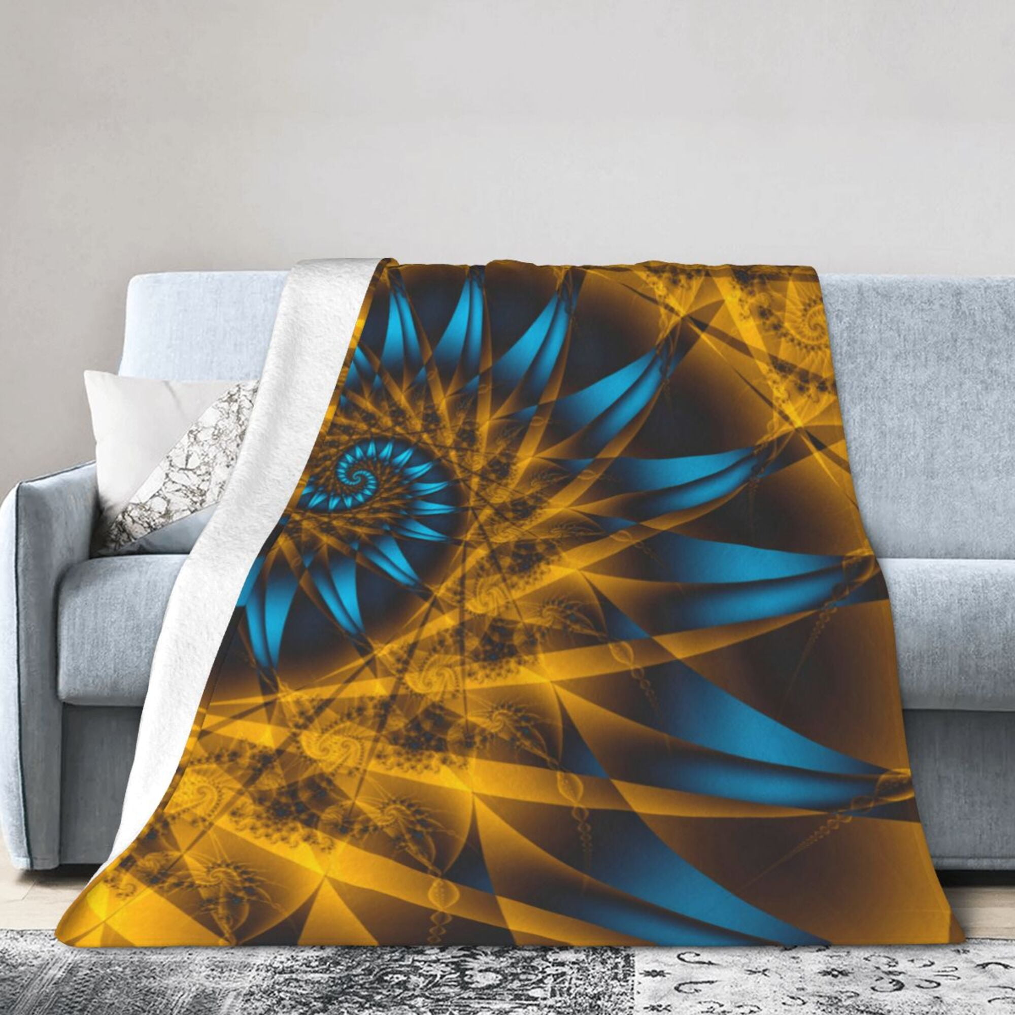 DouZhe Ultra-Soft Micro Fleece Lightweight Flannel Bed Blanket, Fractal ...