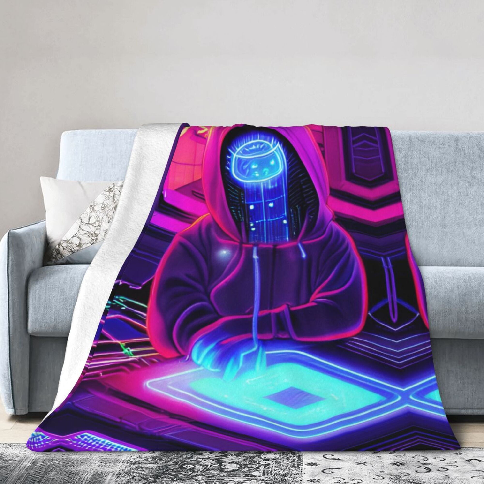 ZICANCN Anti-Pilling Flannel Bed Throw Blankets Cyberpunk Robot Hacker ...