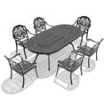 Black 7-Piece Outdoor Aluminum Furniture Set with Table, 6 Stacking ...