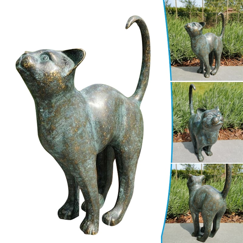 Beautiful Cat Statue With Rounded Back Garden Decor Resin Outdoor Lawn ...