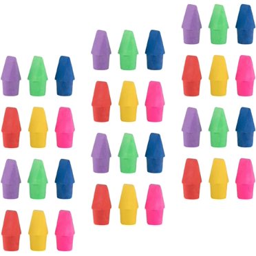 Pentel Hi-Polymer High-Quality Eraser Caps, Latex Free, White 50-Pk ...