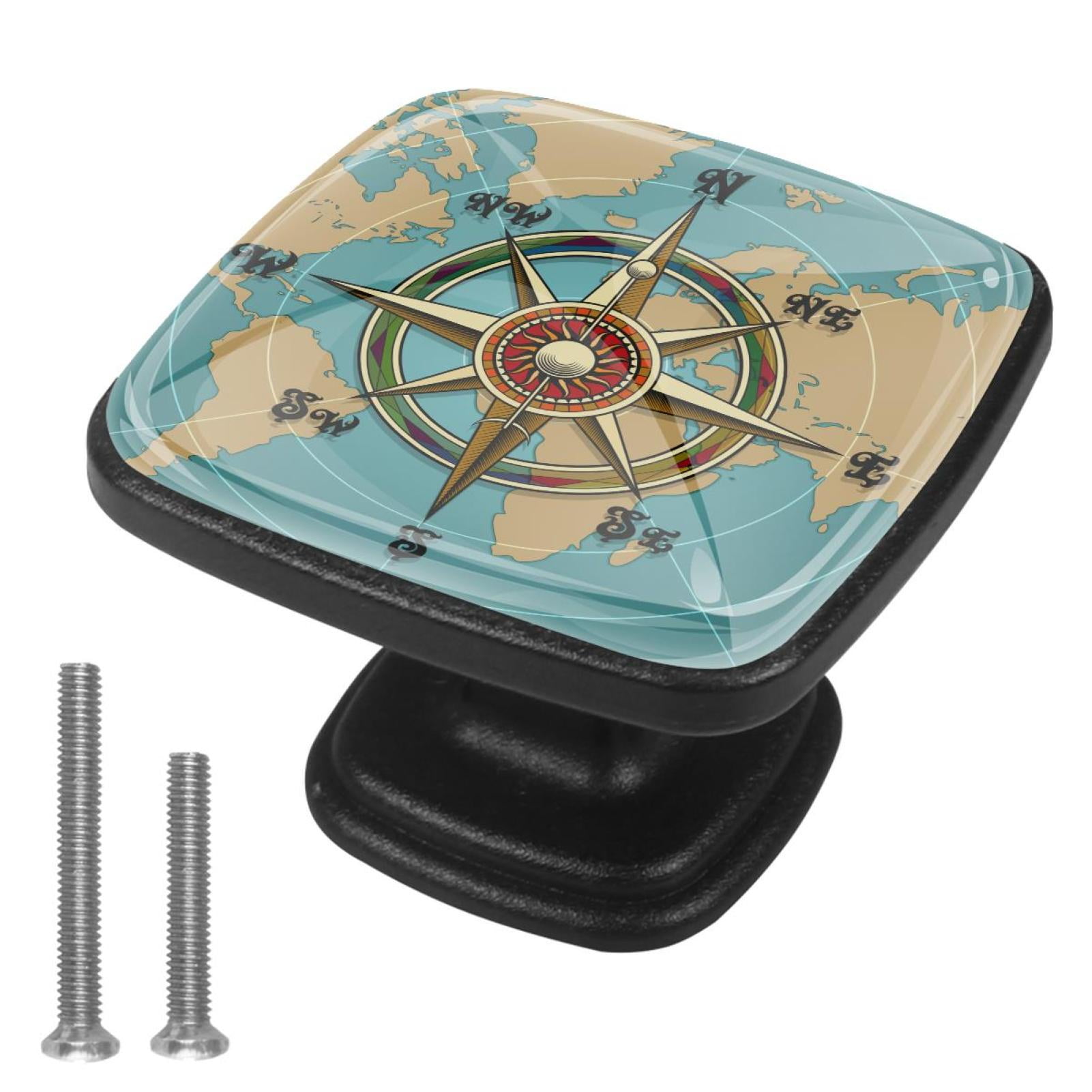 4 Pcs Cabinet Handle Drawer Pulls Compass Knobs with Screws Square ...
