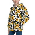 Adobk Cute Cow Print Sunflower A Print Teenage Hoodies Fashion Crew Neck Zipper Hoodedzip