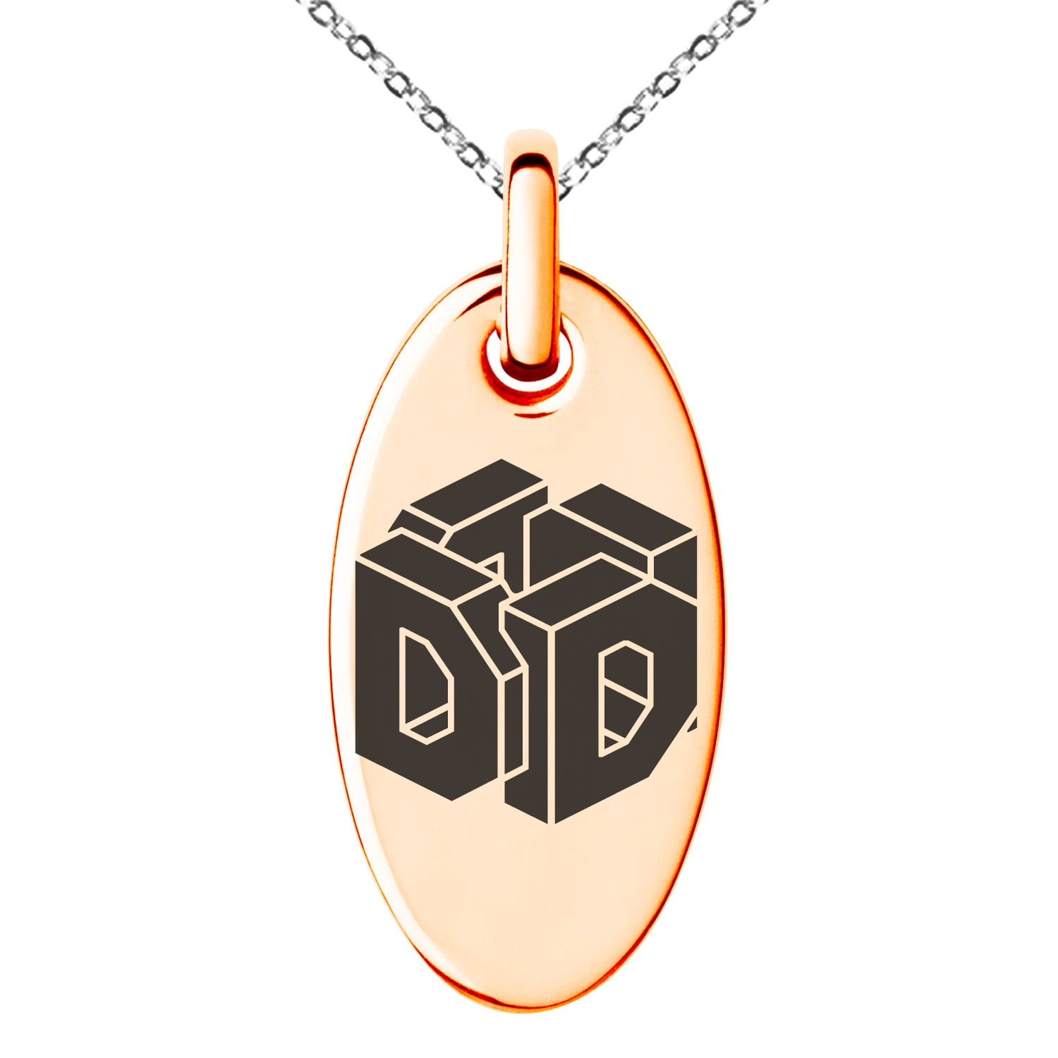 Stainless Steel Letter D Initial 3D Cube Box Monogram Engraved Small ...