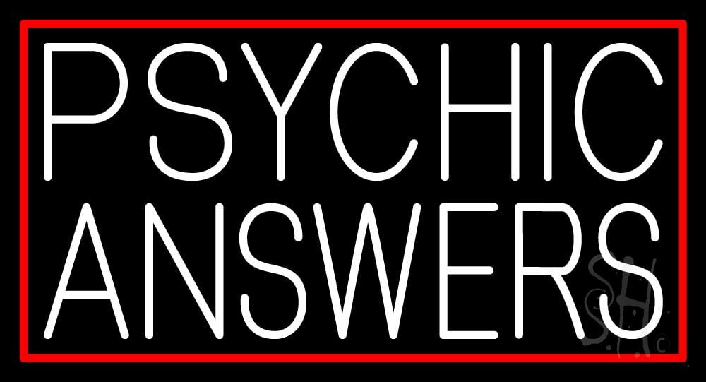 White Psychic Answers LED Neon Sign 13" Tall x 24" Wide - inches Black ...