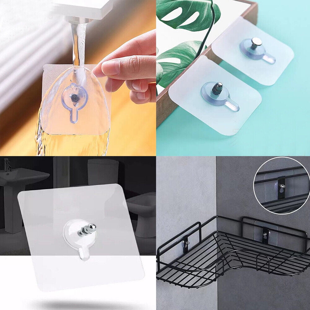 US 30-60Pc 2.36''Seamless Hang Screw Nail Sticker Mount Wall Shelf ...