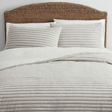 Frye 3 Piece Beige Channel Stitch Comforter Bedding Set, Queen ...